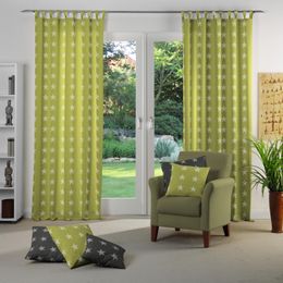 Vorhang WIRTH, B:132cm H:225cm, gr&uuml;n, Jacquard, Baumwolle, Polyester, Wohnzimmer, Gardinen, "FELINO"