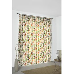 Vorhang WIRTH, B:132cm H:245cm, beige, Jacquard, Polyester, Wohnzimmer, Gardinen, "Oakham"