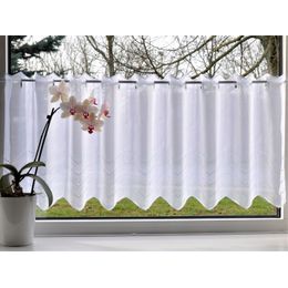 Scheibengardine, B:128cm H:90cm, wei&szlig;, Stickereien Plauen, Polyester, Gardinen, "Grafik"