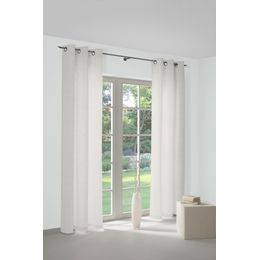 Vorhang WIRTH, B:132cm H:145cm, beige, Jacquard, Baumwolle, Polyester, Wohnzimmer, Gardinen, "Torbole"