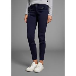 DELMAO Damen 5-Pocket-Hose, blau, Gr. 34, unifarben, Twill, Obermaterial: 98% Baumwolle, 2% Elasthan, Hosen, mit Rei&szlig;verschluss-Details