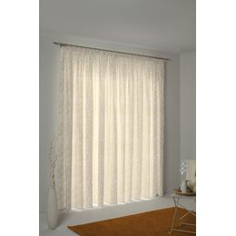 Vorhang Adam, B:145cm H:175cm, beige, Jacquard, Baumwolle (Bio-Baumwolle), Wohnzimmer, Gardinen, "Flower Cuv&eacute;e", aus 100% Bio-Baumwolle