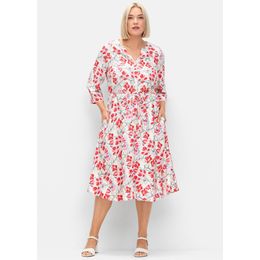 sheego Damen Druckkleid "Kleid", rosa, Gr. 48, bedruckt, gemustert, 100% Viskose, Kleider
