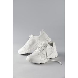 ANISTON SHOES Damen Sneaker, Gr. 38, silber, Lederimitat, Textil, Schuhe, Freizeitschuh, Halbschuh, Schn&uuml;rschuh mit Mesh