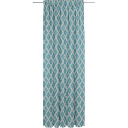 Vorhang Adam, B:142cm H:145cm, blau, Jacquard, Baumwolle, Wohnzimmer, Gardinen, "Maroccan Shiraz", aus 100% Bio-Baumwolle