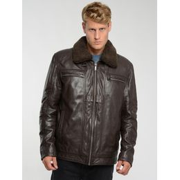JCC Herren Lederjacke "3102238", braun, Gr. 58, Obermaterial: 100% Lammleder. Innenfutter oben: 100% Polyester. Innenfutter unten: 100% Baumwolle.