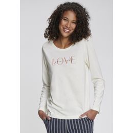 Vivance Dreams Damen Longsleeve, Gr. 32, wei&szlig;, Single Jersey, Obermaterial: 50% Baumwolle, 50% Viskose, bedruckt, unifarben, Shirts, mit sch&ouml;nem