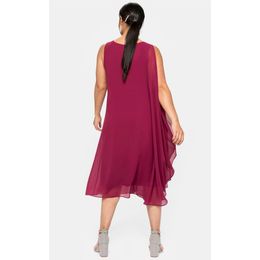 sheego Damen Chiffonkleid "Kleid", lila, Gr. 46, unifarben, 100% Polyester, Kleider