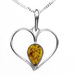 OSTSEE-SCHMUCK Damen Kette mit Anh&auml;nger "OSTSEE-SCHMUCK Kette mit Anh&auml;nger Herz Kette mit Anh&auml;nger Herz", 42cm, Silber 925 (Sterlingsilber), L: 42,
