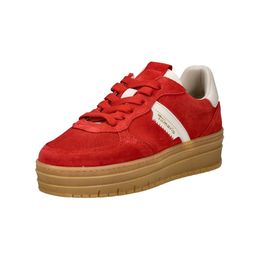 Tamaris Damen Sneaker "Tamaris Sneaker Leder/Synthetik", Gr. 41, rot, Leder, Synthetik, Schuhe