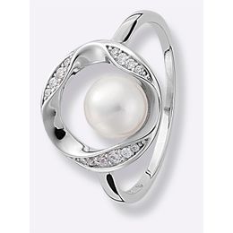 Lady Damen Fingerring, 16, Perlen Silber 925 (Sterlingsilber), silber, Perlen, Silber 925 (Sterlingsilber), Fingerringe