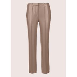 Madeleine Mode MADELEINE Damen Stretch-Hose "Kunstlederhose Kunstlederhose mit Biesen"taupe, Gr. 44, Obermaterial: 71% Polyester PES. 25% Polyurethan PU. 4%