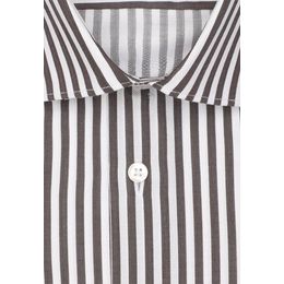 Seidensticker Herren Businesshemd "Schwarze Rose", braun, Gr. 40, gestreift, 100% Baumwolle, Hemden, Slim 1/1 Kentkragen Gestreift