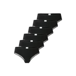 Schiesser Damen String "String 6er Pack", Gr. XLschwarz, Obermaterial: 95% Baumwolle CO. 5% Elasthan EL., Unterhosen