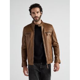 JCC Herren Bikerjacke "EL101", braun, Gr. 50, Obermaterial: 100% Lammleder. Futter: 100% Polyester, Jacken