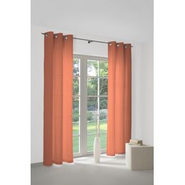 Vorhang WIRTH, B:132cm H:145cm, orange, Polyester, Wohnzimmer, Gardinen, "SUNBONE"