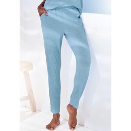 s.Oliver Damen Pyjamahose, Gr. 32, blau, Rippware, Obermaterial: 92% Modal (TENCEL ), 8% Elasthan, meliert, Hosen, in elastischer 4x4 Rippware