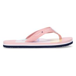 Tommy Hilfiger Kinder Zehentrenner, Gr. 34, rosa, Polyester, colorblocking, Schuhe, Pool Slides, Pantolette, Sandale mit Textilbandage