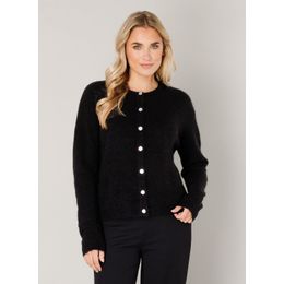 Base Level Damen Cardigan "Yuli", schwarz, Gr. 44, unifarben, Strick, Obermaterial: 43% Nylon, 26% Polyacryl, 13% Alpaka, 13% Wolle, 5% Elasthan,