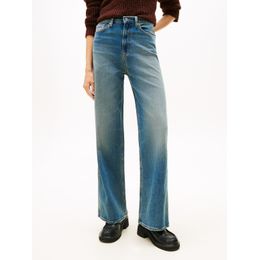Tommy Jeans Damen Weite Jeans "Claire High Rise", blau, Gr. 25, unifarben, Denim/Jeans, Obermaterial: 99% Baumwolle, 1% Elasthan, Jeans, mit
