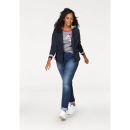 Kangaroos Damen Sweatblazer, blau, Gr. 48, kontrastfarbene Details, unifarben, Sweatware, Obermaterial: 65% Polyester, 35% Baumwolle. Einsatz: 63%
