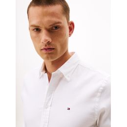 Tommy Hilfiger Herren Langarmhemd "DOBBY", wei&szlig;, Gr. XL, Web, Obermaterial: 98% Baumwolle, 2% Elasthan, Hemden, Slim Fit, Button-down-Kragen