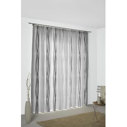 Vorhang WIRTH, B:142cm H:225cm, grau, Jacquard, Polyester, Wohnzimmer, Gardinen, "Brooklyn"