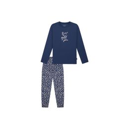 Schiesser Mädchen Schlafanzug "Pyjama Teens Nightwear", Gr. 140, blau, Obermaterial: 100% Baumwolle CO., Homewear-Sets