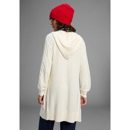 Laura Scott Damen Longstrickjackesanftes wei&szlig;, Gr. 44, Zopfmuster, Grobstrick, Obermaterial: 50% Baumwolle, 50% Polyacryl, Strickjacken,