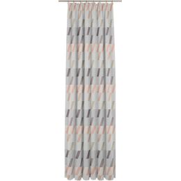 Vorhang WIRTH, B:132cm H:175cm, rosa, Jacquard, Baumwolle, Polyester, Wohnzimmer, Gardinen, "Bray"