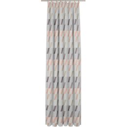 Vorhang WIRTH, B:132cm H:145cm, rosa, Jacquard, Baumwolle, Polyester, Wohnzimmer, Gardinen, "Bray"