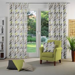 Vorhang WIRTH, B:132cm H:145cm, gr&uuml;n, Jacquard, Baumwolle, Polyester, Wohnzimmer, Gardinen, "Bray"