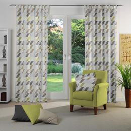 Vorhang WIRTH, B:132cm H:255cm, gr&uuml;n, Jacquard, Baumwolle, Polyester, Wohnzimmer, Gardinen, "Bray"