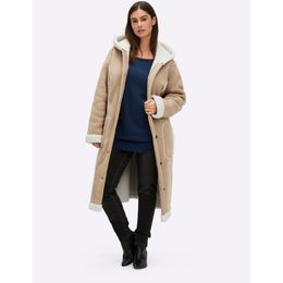 sheego Damen Lederimitatmantel, braun, Gr. 54, 100% Polyester, Besatz:100% Polyester, M&auml;ntel