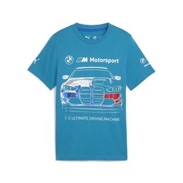 Puma M&auml;dchen T-Shirt "BMW M Motorsport T-Shirt mit Autografik Jugendliche", blau, Gr. 164, bedruckt, Obermaterial: 100% Baumwolle; Rippe: 70%