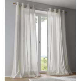 Vorhang Kutti, B:135cm H:175cm, grau, Leinenstruktur, Polyester, Wohnzimmer, Gardinen, "Brondby", Landhausgardine Leinenoptik Natur