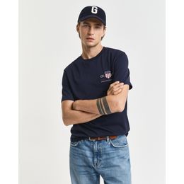 Gant Herren T-Shirt "REG ARCHIVE SHIELD EMB SS T-SHIRT", blau, Gr. XL, unifarben, Obermaterial: 100% Baumwolle, Shirts, von dem Archiv aus den