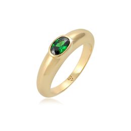 Elli Damen Fingerring "Bandring Zirkonia Oval Solit&auml;r 925 Sterling Silber", 56mm,mit Steinen, Silber 925 (Sterlingsilber), gold, Silber 925