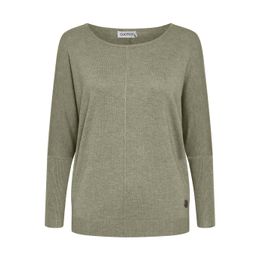 oxmo Damen Strickfleece-Pullover "Strickpullover OXHerdis", gr&uuml;n, Gr. L, Obermaterial: 80% Viskose CV. 20% Nylon NY., Pullover