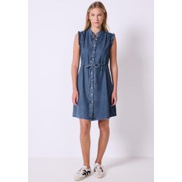 Damen Midikleid, blau, Gr. 44, STREET ONE STUDIO, unifarben, Jeans, 100% Lyocell, Kleider, aus Lyocell