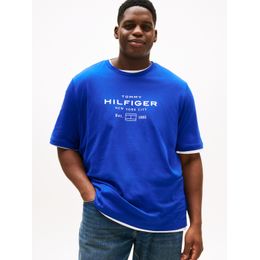 Tommy Hilfiger Big & Tall Herren T-Shirt "HILFIGER STACK GRAPHIC TEE", blau, Gr. XXXL, TOMMY HILFIGER BIG & TALL, unifarben, Single Jersey, Obermaterial: 100% Baumwolle,