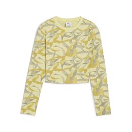 Puma M&auml;dchen T-Shirt "Bowtique Langarmshirt M&auml;dchen", gelb, Gr. 128, bedruckt, 95% Baumwolle, 5% Elasthan, Shirts