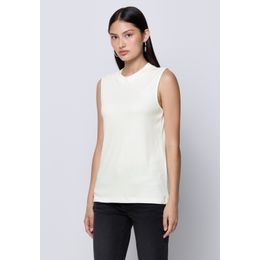 Damen T-Shirt, wei&szlig;, Gr. 46, STREET ONE STUDIO, unifarben, Web, 50% Baumwolle, 50% Modal, Shirts, mit Turtleneck