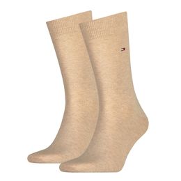 Tommy Hilfiger Damen Socken "TH MEN SOCK CLASSIC 2P", Gr. 39, beige, Baumwollmischung, Socken, Mit eingestricktem Flag-Logo