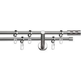 Gardinenstange Indeko, L:160cm &Oslash;:12mm, silber, Stahl, Gardinenstangen, "Teneriffa", Komplett-Set inkl. Ringen und Montagematerial