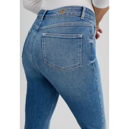 WONDERJEANS Damen Straight-Jeans "High Waist Straigth"mid blau 330, Gr. 40, Denim/Jeans, Obermaterial: 93% Baumwolle, 4% Polyester, 3% Elasthan,