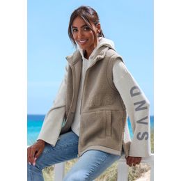 ELBSAND Damen Fleeceweste, grau, Gr. 36, unifarben, Obermaterial: 100% Polyester, Westen, mit seitlichen Rei&szlig;verschl&uuml;ssen und hohen Kragen
