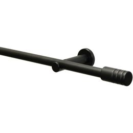 Gardinenstange Gardinia, L:120cm &Oslash;:19mm, schwarz, Aluminium, Gardinenstangen, "Set Metall", 1-Lauf