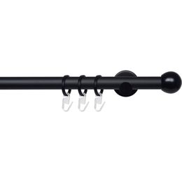 Gardinenstange Liedeco, L:240cm &Oslash;:2mm, schwarz, Eisen, Gardinenstangen, "Stilgarnitur 20 mm Blues Kugel", Gardinenstange Komplett