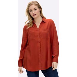 sheego Damen Langarmbluse, rot, Gr. 44, unifarben, 100% Viskose, Blusen
